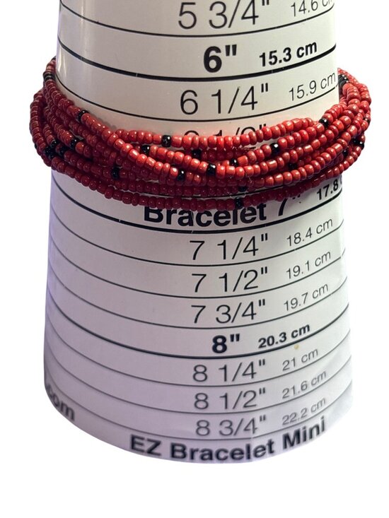 Jewelry | Vintage 9s Multi Strand Seed Bead Bracelet Red Black ...